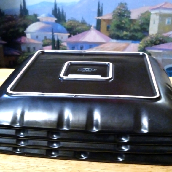 Domain Stoneware | Dining | 4 Square Plates With Leaf Embossed Design ...